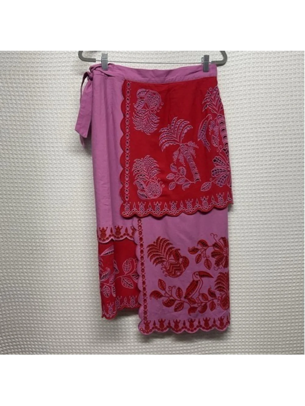 FARM Rio | Skirts | Farm Rio Richilieu Red Palm Tree Eyelet Embroidered ...